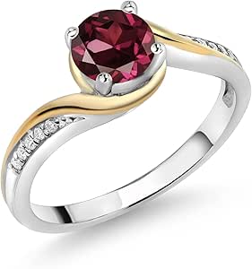 Gem Stone King 2-Tone Engagement Ring For Women | 925 Silver 10K Yellow ...