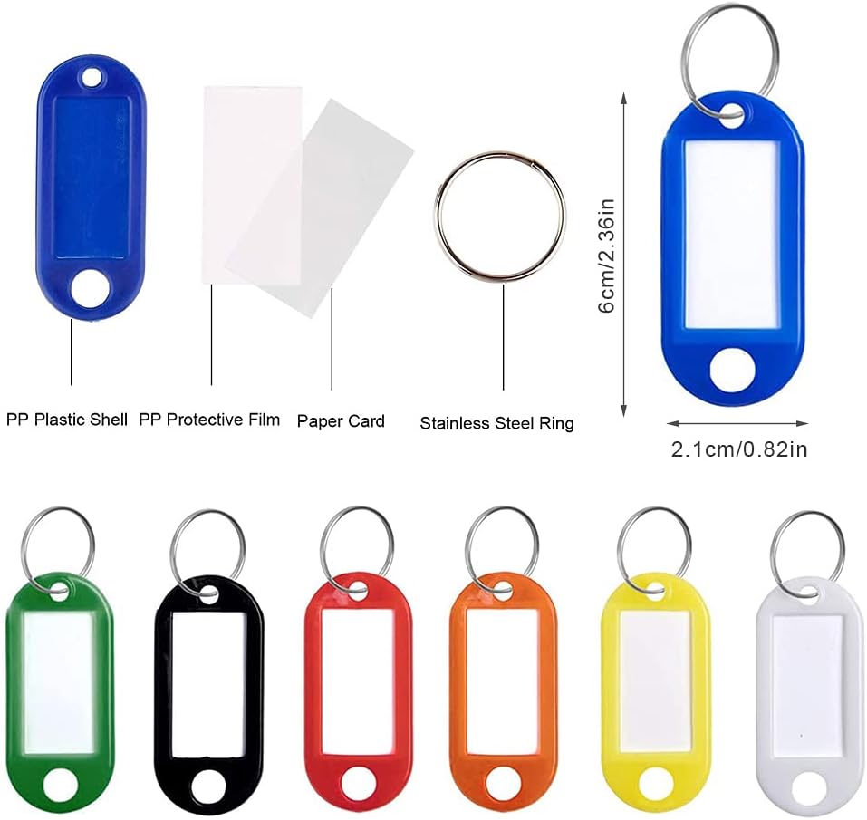 Fyfjur 35 Pack Plastic Key Tags, Key Tags with Split Ring Label Window ...