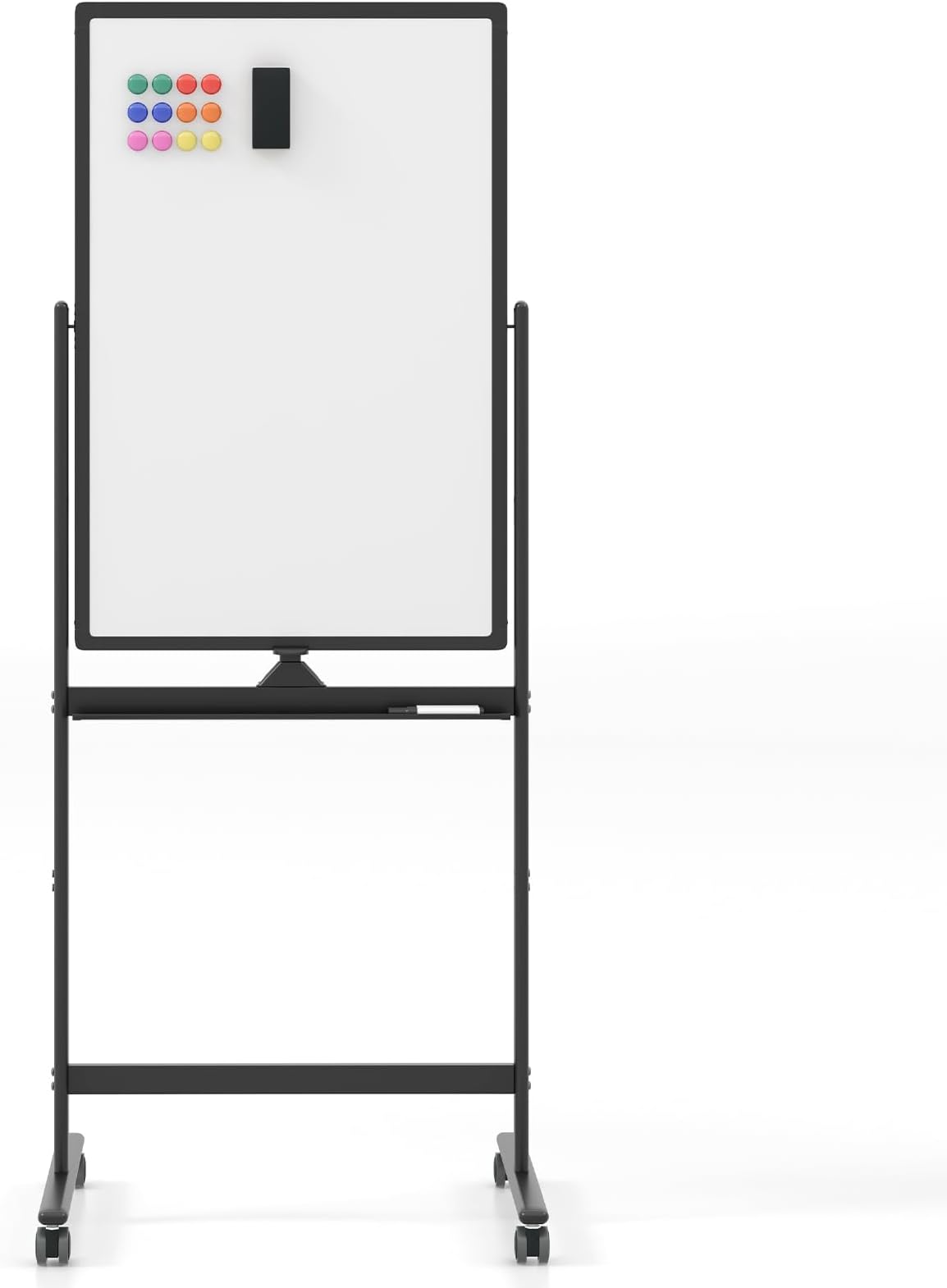 COSTWAY Double Sided Magnetic Whiteboard, Height Adjustable Mobile Dry ...