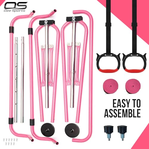 OZE SPORTS Kids Gymnastics Bar Kip Trainer with Rings – Adjustable ...