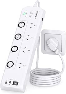 One Beat Power Board Surge Protector with Individual Switch,Power Strip ...