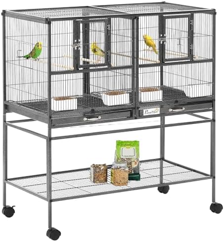 PawHut Large Bird Cage Budgie Cage for Finch Canaries Parakeet with ...