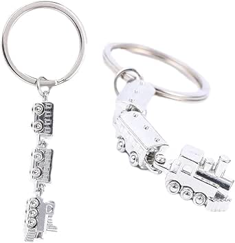 Amazon.com: Leadigol Train Keychain Pendant,Metal Silver Train Key Ring ...