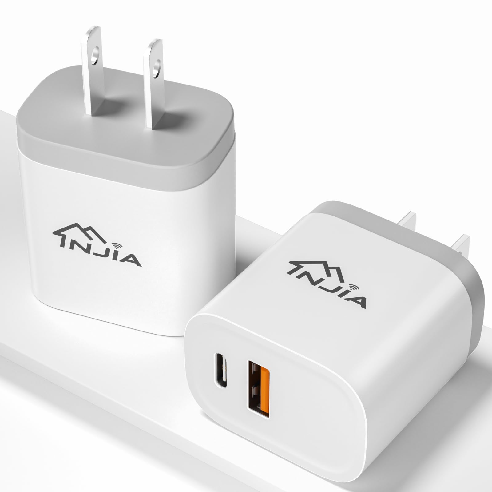 Amazon.com: 2Pack Dual Port USB-C Wall Plug-in USB Charger Adapter ...