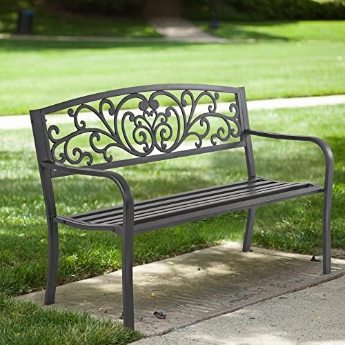 Amazon.com: Ruesleag Garden Bench,Outdoor Bench Metal Bench Patio Porch ...