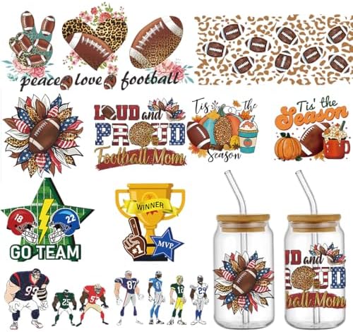 Amazon.com: 6 Sheets Football UV DTF Cup Wrap Transfer Stickers for ...