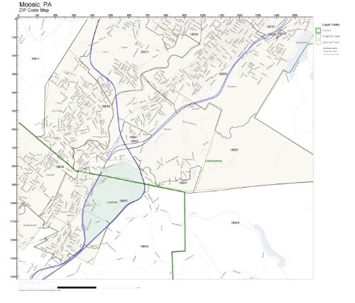 Amazon.com : ZIP Code Wall Map of Moosic, PA ZIP Code Map Laminated ...