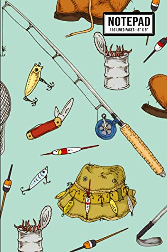 Fishing Notepad: Fishing Small Lined Notepad / Notebook | 110 Pages | 6 x 9: Notepads, Neptune A ...
