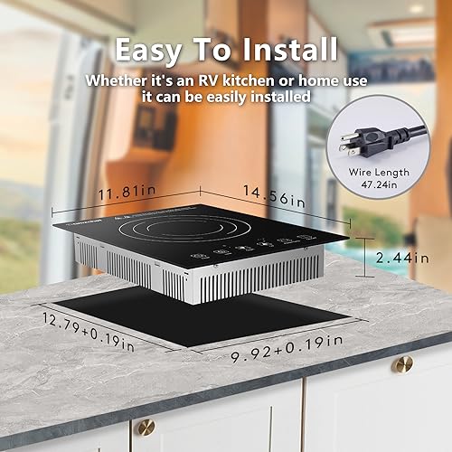 AMZCHEF Induction Cooktop Portable 1800W Induction Stove Burner for RV ...