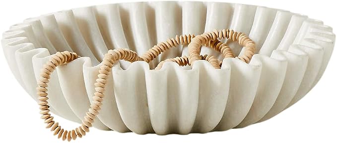 Amazon.com: PUSHPA EXPORTS Marble Ruffle Bowl Decorative Marble Scallop ...