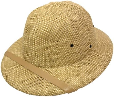 Village Hats Straw Pith Helmet Tan/White Adjustable : Amazon.co.uk: Fashion