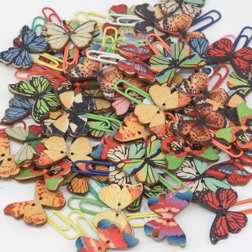 Amazon.com: 54 PCS Cute Butterfly Paper Clip,Cute Binder Clips,Wood ...