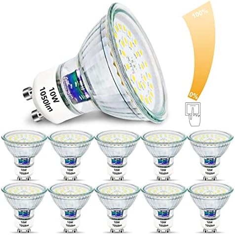 Unikcst GU10 LED Bulbs Dimmable 10W Cool White Spotlight Replaces 100W ...