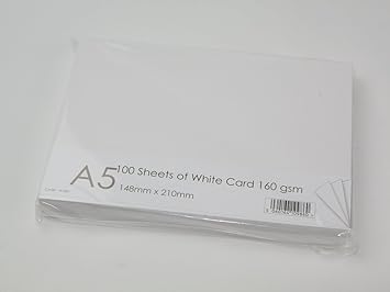 Be Creative A5 148mm x 210mm sheets 160Gsm Blank Card Cardstock White ...