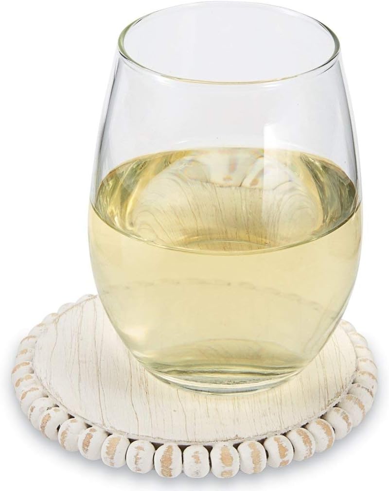 Amazon.com: Mud Pie White Beaded Coaster Sets, 4 3/4"" Dia (42500044W ...