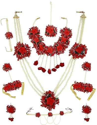Buy PARIBHASHA Designer Red Flora Jewellery Set for Women & Girls ...