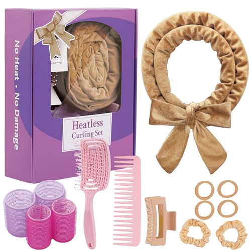 Heatless Curls Overnight, 70" Velvet Heatless Blowout Rods for Long ...