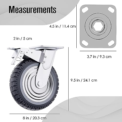 Snapklik.com : Houseables 8 Inch Caster Wheel, Heavy Duty Industrial ...