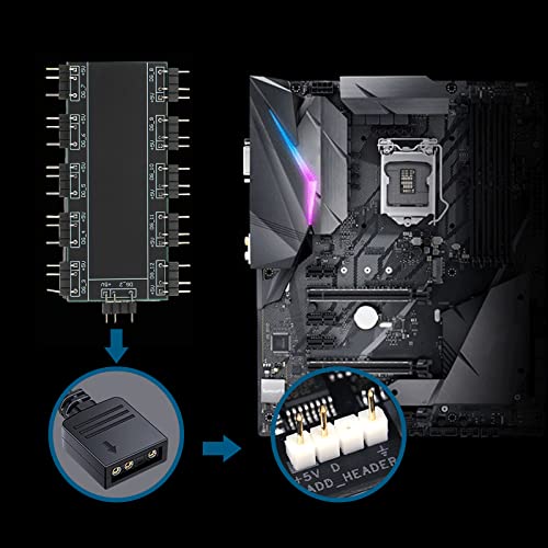 OTOTEC 10-channel RGB Hub 10 Port PC Chassis Fan Hub CPU Cooling Hub PC ...