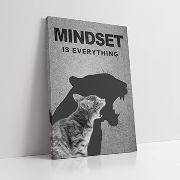 Amazon.com: KAWAHONE Motivational Wall Art - Mindset is Everything Cat ...