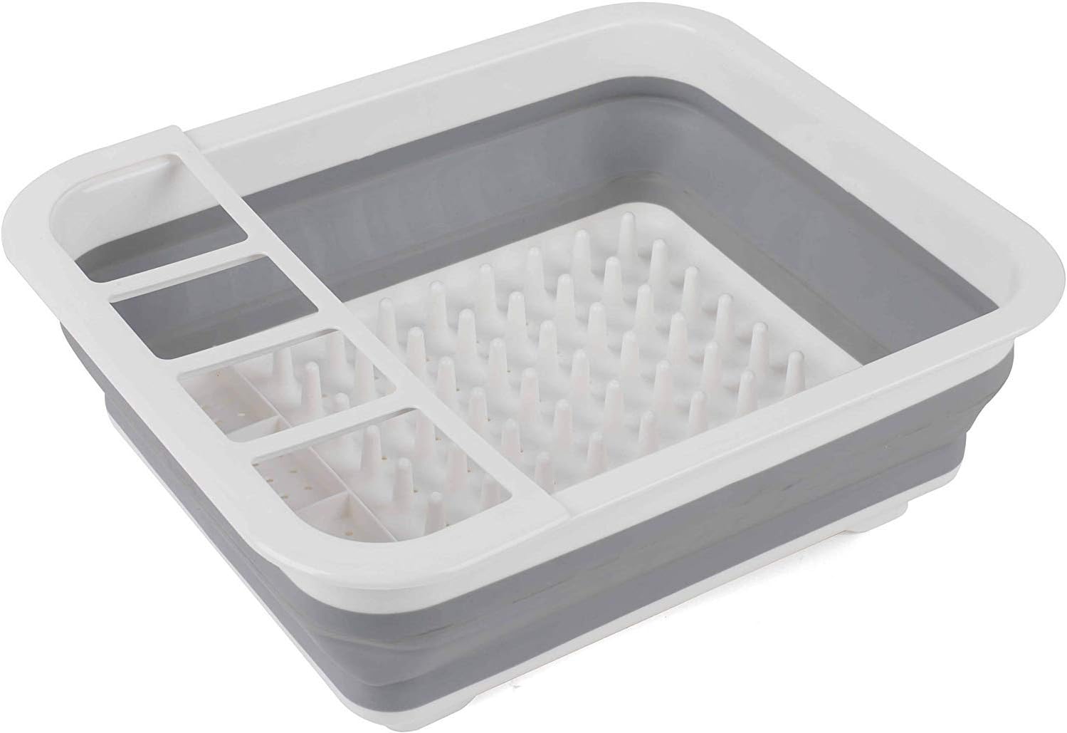 SAMMART Collapsible Plastic Dish Drainer with Drainer Board-Foldable ...
