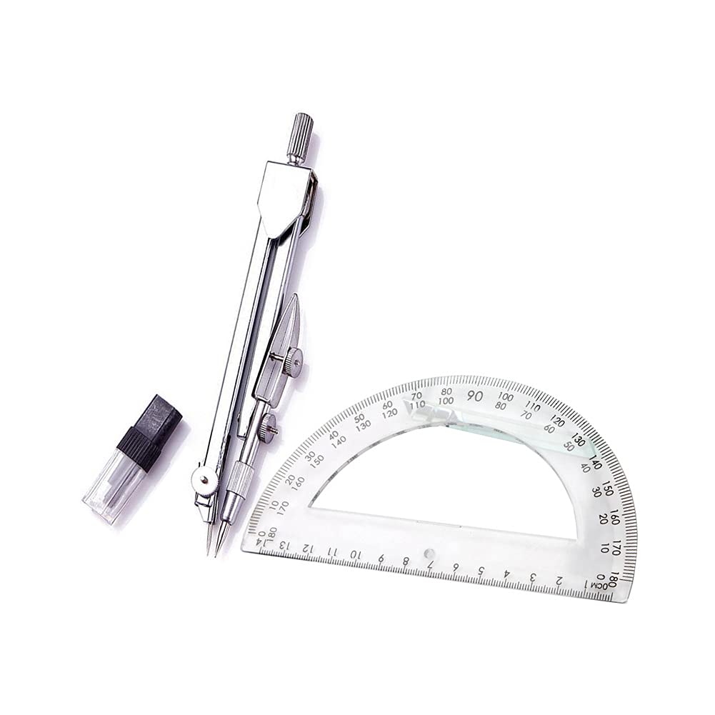 Buy Drawing Compass and Protractor Set 6 Inch Clear Swing 180 Degree ...