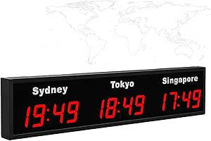 World Time Zones Clock, Multiple Time Zones Clock, LED Digital Wall ...