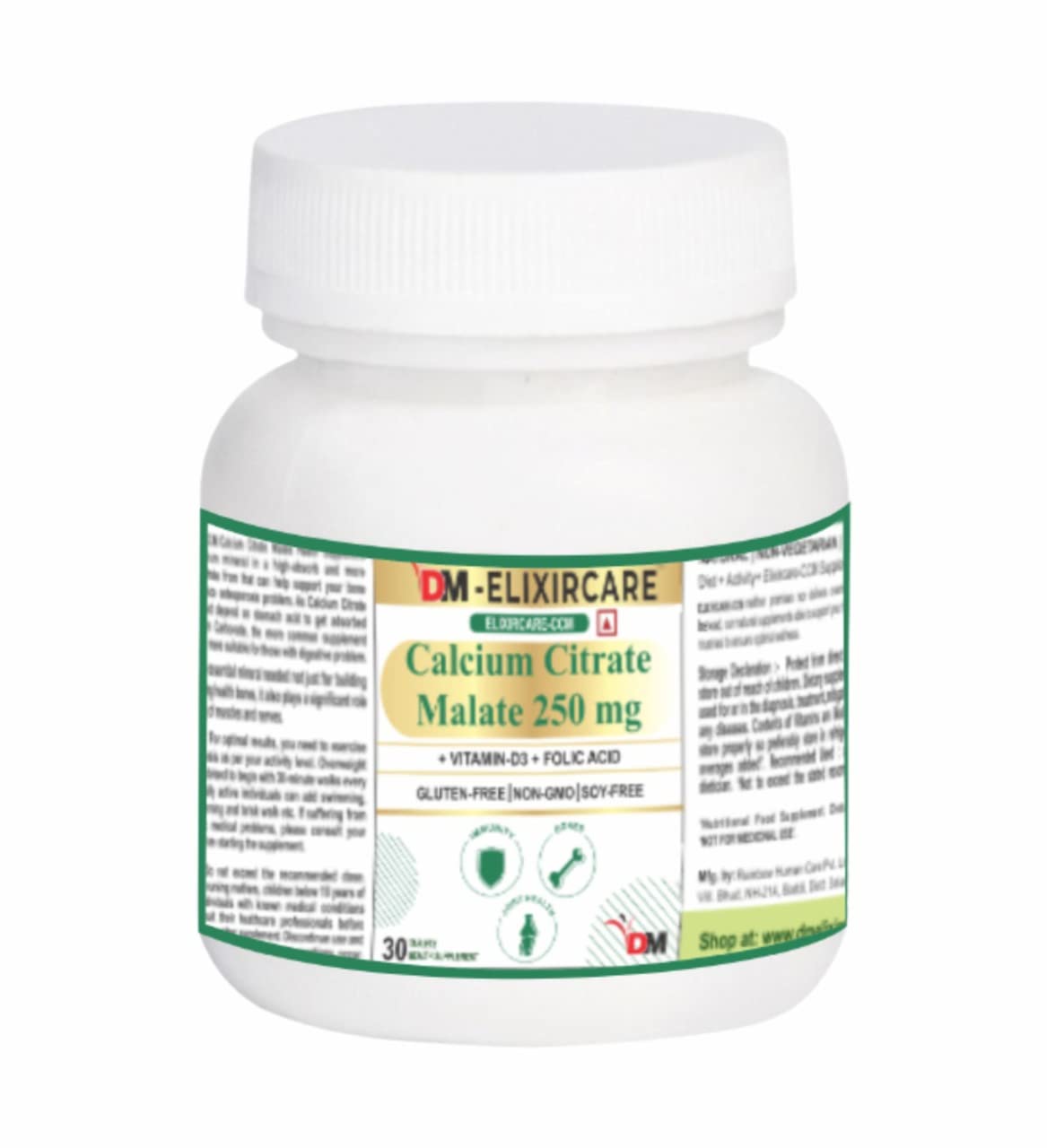Buy DM ElixirCare CCM Calcium Citrate Malate with D3, Magnesium and ...