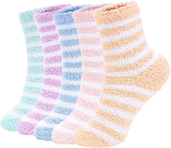 Buy HRBS Winter Warm Feather Fuzzy Cozy 3 Pairs Soft Ladies Women Girls ...