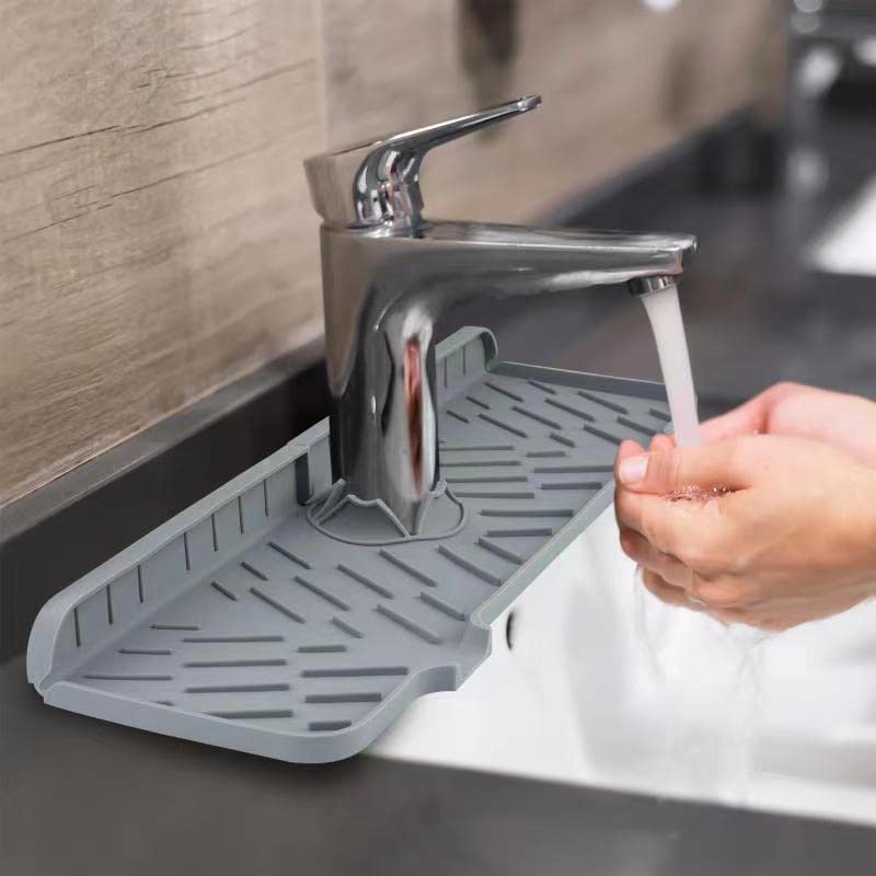 Silicone Faucet Handle Drip Catcher Tray with Scrub Sponge - Kitchen ...