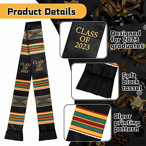 Amazon.com: SEEWEY 2 Pcs Class of 2023 Kente Graduation Stole Sash ...