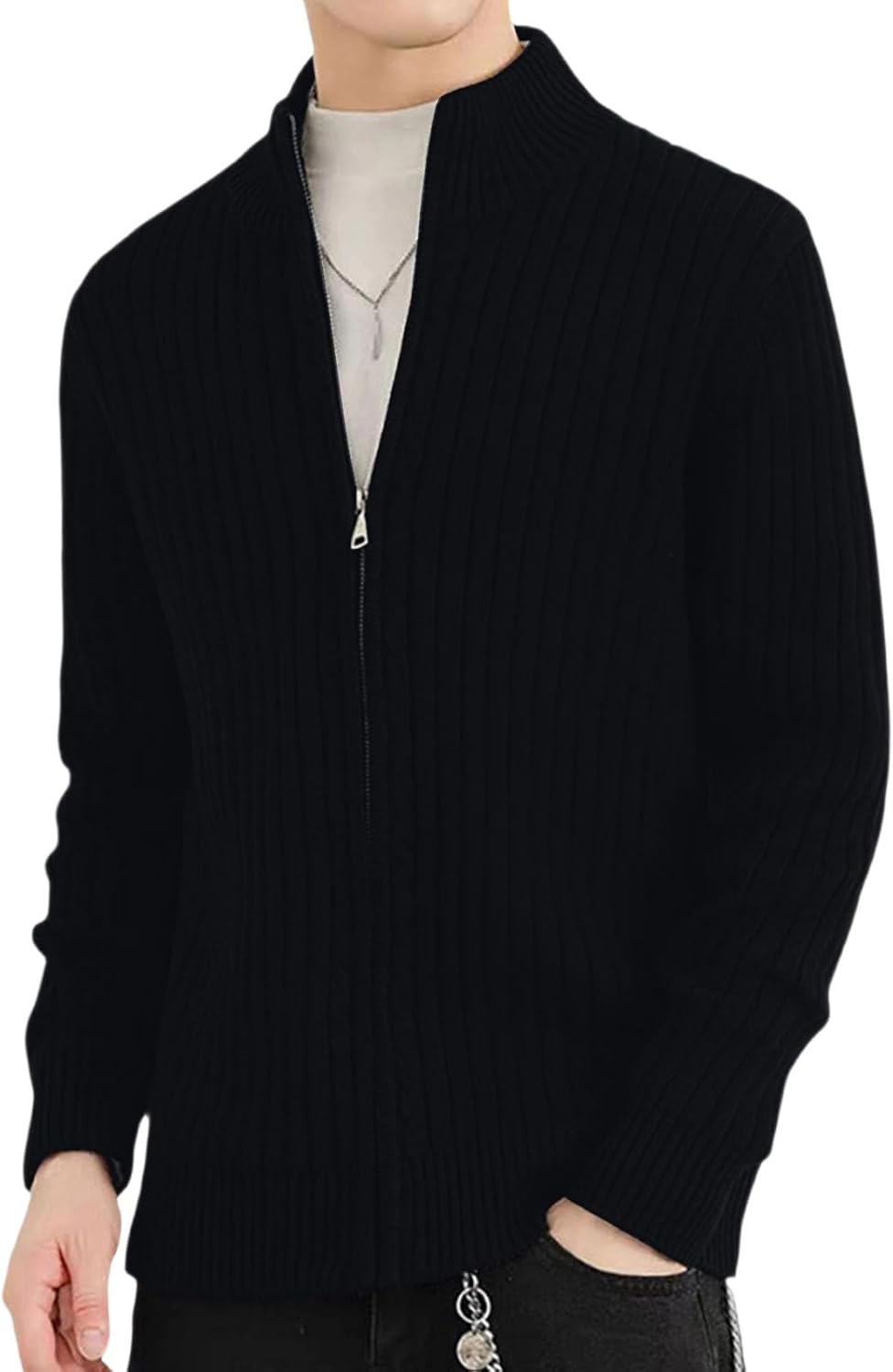 Mens Fashion Jackets, Men's Cardigan Sweater Full Zip Up Ribbed Knit ...