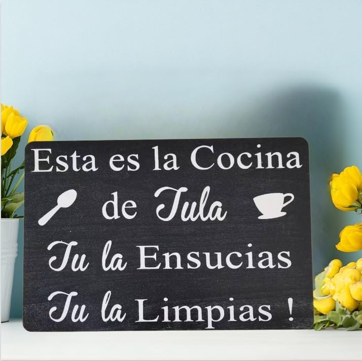 Amazon.com: MaSiledy Wooden Kitchen Sign, 8 x 12 Inch, Rustic, Black ...
