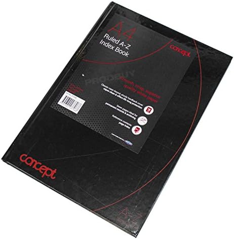 Concept A4 A-Z Tabbed Address Index Book Hardback Paper Black Notebook ...