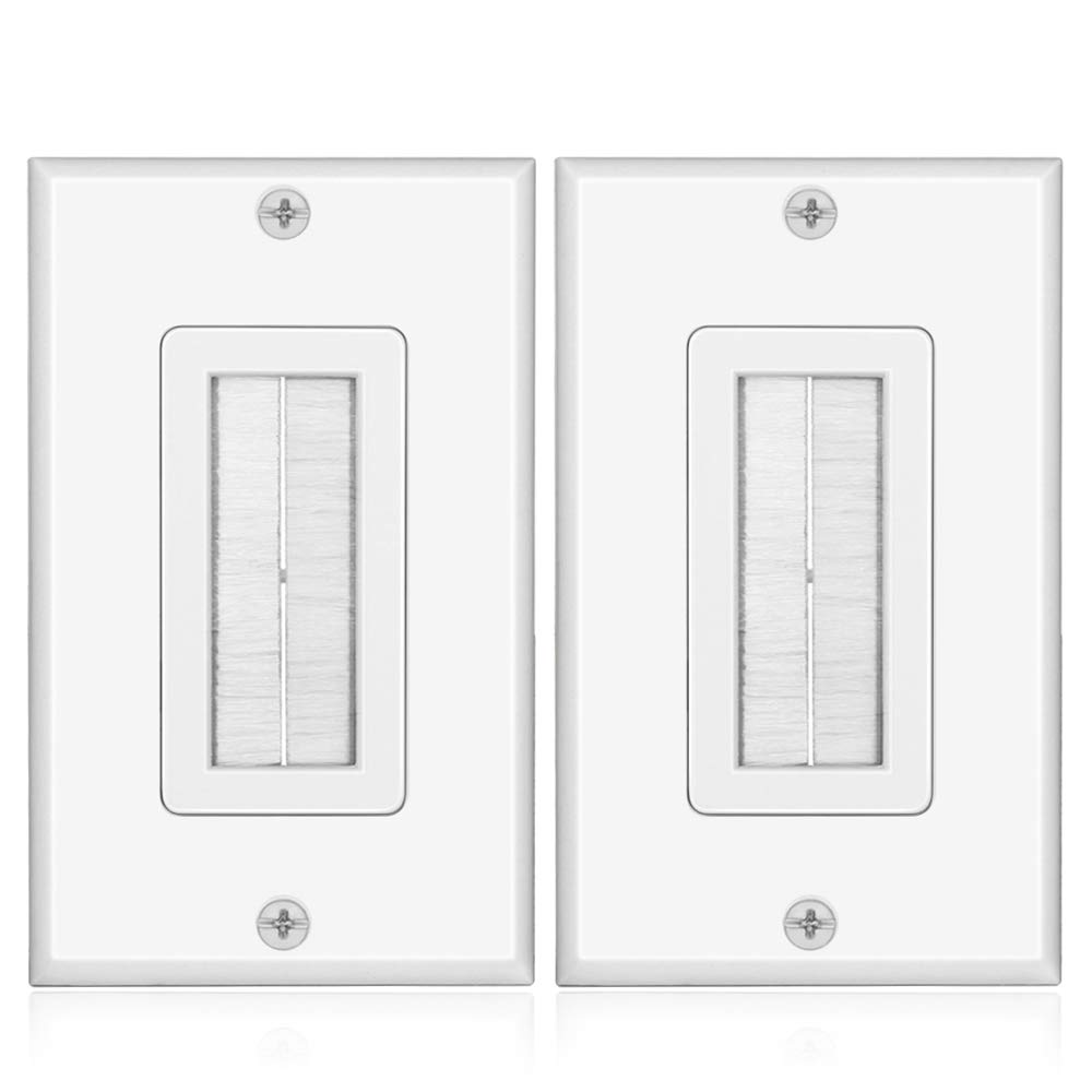 TNP Brush Wall Plate (2 Pack) - Single Gang Cable Entry Access Brush ...