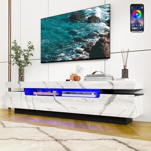Amazon.com: Uspeedy 70IN White TV Stand for 75/80 inch TV,Modern LED TV ...