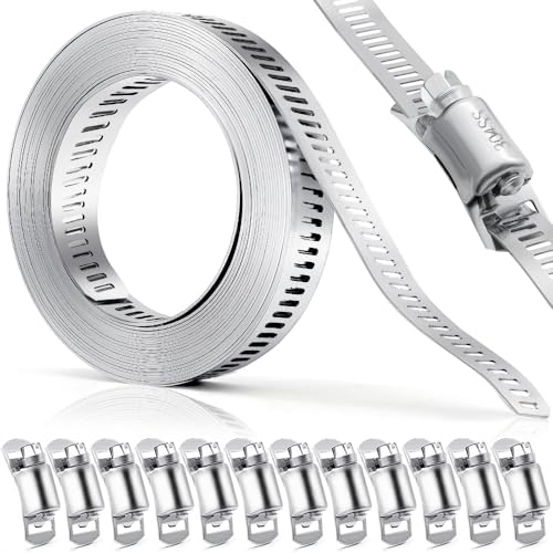 Aongray Hose Clamp, 3.5m/11.5ft Adjustable Jubilee Clips Metal Hose ...