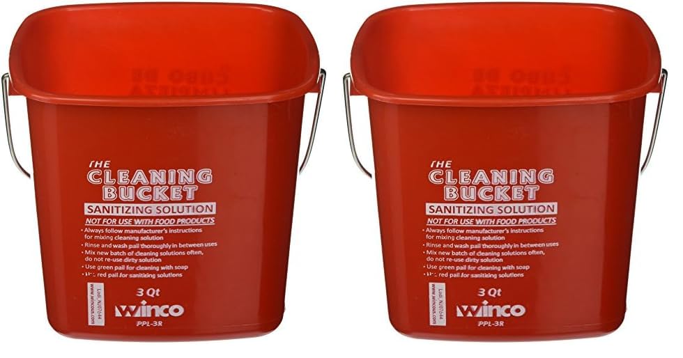 Amazon.com: Winco PPL-3R Cleaning Bucket, 3-Quart, Red Sanitizing ...