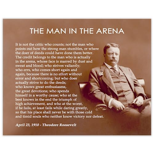 Amazon.com: The Man in the Arena Wall Art by Teddy Roosevelt: Vintage ...