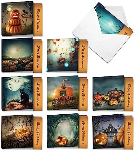 Amazon.com: Obbyidk 24 Pack Halloween Cards with Envelopes, Horror ...