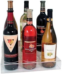 Acrylic Bottle Holder, Plastic Wine Display Riser 2-Tier Rack *Holds 6 ...