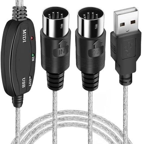 VOOCME USB Midi Cable Lead Adaptor for Musical Keyboard to PC Laptop ...
