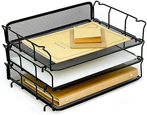 Amazon.com : Wenqik 12 Pcs Stackable Paper Trays Rectangular Plastic ...