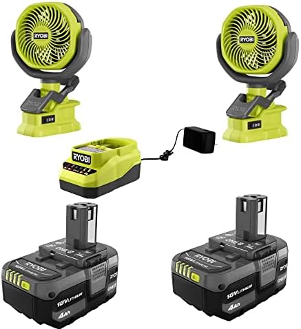 Amazon.com: Ryobi 18-Volt Personal Battery Powered Clip Fan BUNDLE Kit ...