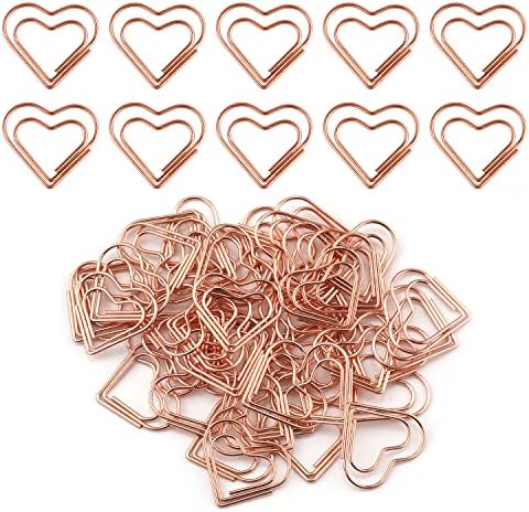 LUTER 100pcs Mini Paper Clips, Cute Love Heart Paper Clips Stainless ...