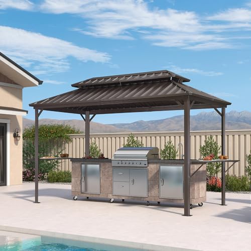 PURPLE LEAF 6.5' X 12' Hardtop Grill Gazebo for Patio Permanent Metal ...