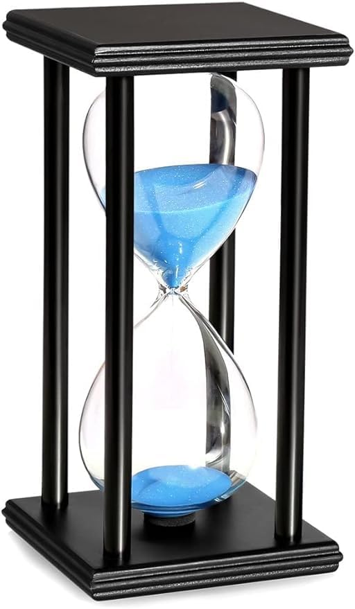 Wood Hourglass 60 Minute, Black Wooden Stand Sand Timer Clock with Blue ...