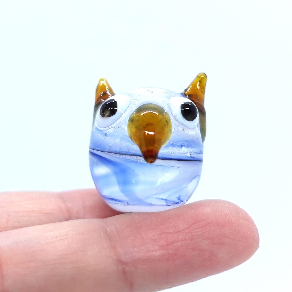 Amazon.com: Sansukjai Rare Owl Micro Tiny Figurines Hand Blown Color ...