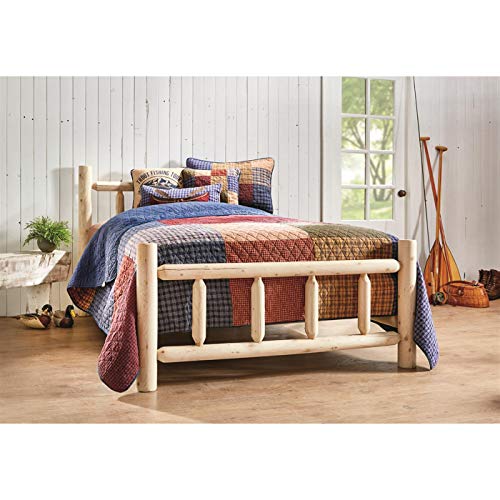 Queen Wood Bed Frame CASTLECREEK Diamond Cedar Log Bed Queen Wooden Bed ...