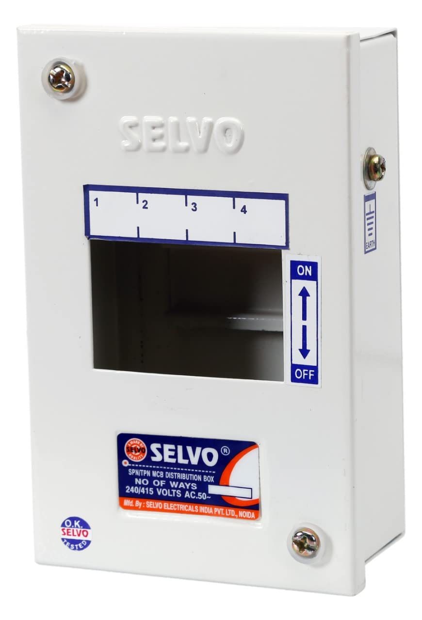 SELVO 4 POLE MCB METAL BOX SINGLE DOOR Distribution Board (PACK OF 2 ...